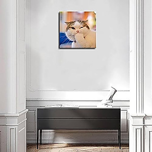 Fisting Cat Funny Animal Poster Print Art Picture 9302 Wall Art Canvas Prints Poster For Home Office Decorations With Framed 16"x16"