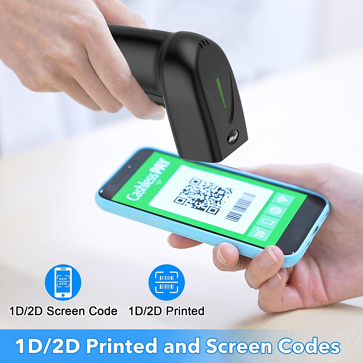 2D Barcode Scanner,Alacrity USB Wired Handheld QR Code Scanner Reader,Plug and Play,Compatible with Windows,Mac,Android,Linux,Work with PC,POS Machine,Laptop in Retails,Book Store,Pharmacy