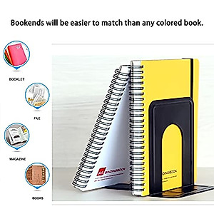 Book Ends, Heavy Duty Bookends to Hold Books, Metal Bookends for Home Office Decorative, Book Ends for Heavy Books/Movies/CD, Black 6.5 x 5 x 5.7 INES, 7 Pairs/ 14 Pieces