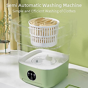 Portable Washer Machine 10 Liters Small Washing Machine Folding Mini Laundry Machine Small Clothes Compact Portable Washing Machine With Spin, 3 Modes Green Washer Portable Washing Machine for Dorm Rv