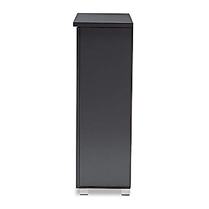 BOWERY HILL 2-Door Wood Entryway Shoe Cabinet in Dark Gray