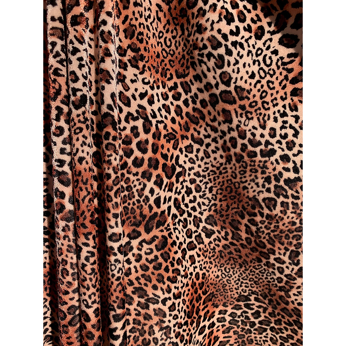 Dana Black Brown Rust Leopard Pattern Polyester Stretch Velvet Fabric for Bows, Top Knots, Head Wraps, Scrunchies, Clothes, Costumes, Crafts