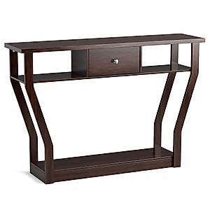KOTEK 47'' Console Table with Storage Drawer and Shelves, Narrow Sofa Table, Accent Foyer Table, Entryway Table for Hallway, Living Room, Easy Assembly (Coffee)