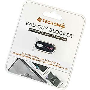 Tech Candy Bad Guy Blocker Removable Webcam Cover Camera Curtain for Web Security - Works on laptops, Phones, and Tablets - Black Color with Pink Lashes