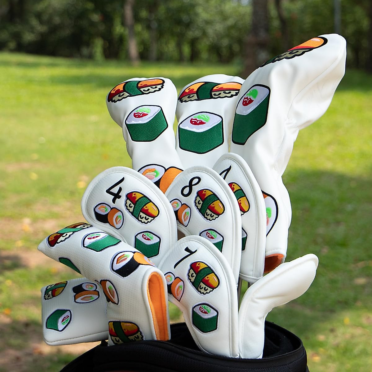 Japanese Sushi Golf Club Covers - Golf Accessory for Men, Women, Kids, Golfer - 3 Model Options Golf Driver Headcover/Golf Fairway Wood Head Cover/Hybrid Club Head Cover