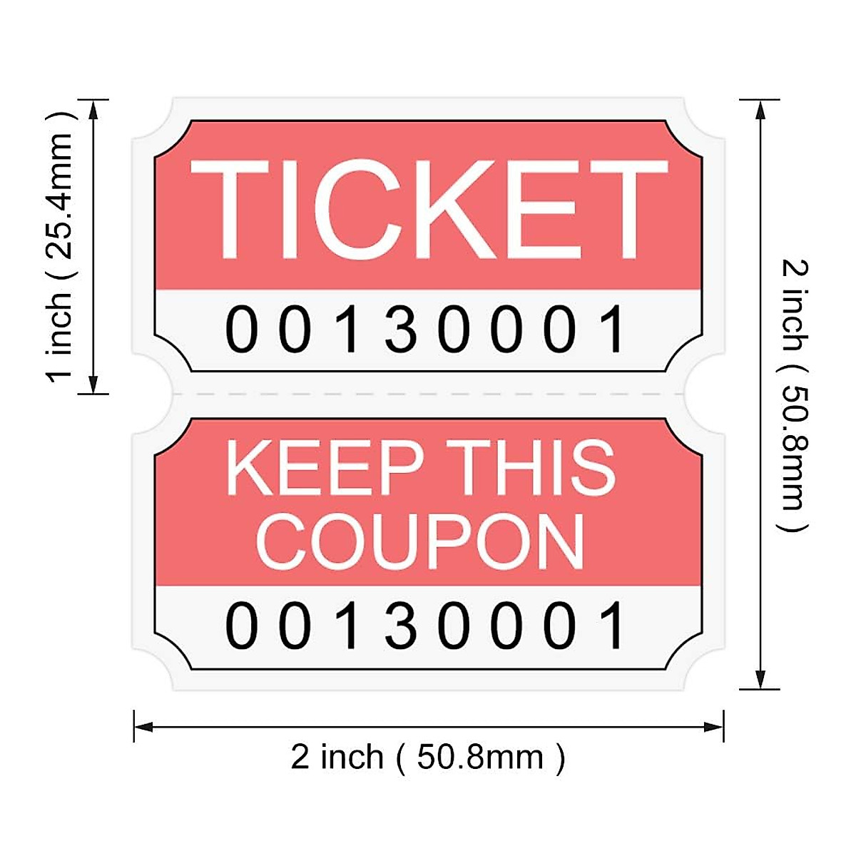L LIKED 8000 Assorted Double Raffle Tickets 2000 per Roll 50/50 (Blue, Green, Red, Yellow)