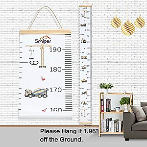 Smlper Growth Chart for Kids,Child Height Chart Ruler for Wall,Wood Frame Fabric Canvas Height Measurement Ruler for Kids Nursery Room,Removable Wall Decor 79"x7.9"