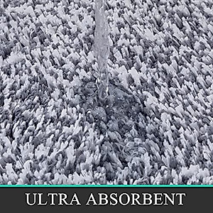 Pauwer Bathroom Rug Mat Set 3 Piece, Microfiber Shaggy Bath Mat Set, Non-Slip Ultra Soft Carpet Mats, Absorbent Bathroom Mat Set with U-Shaped Toilet Mat for Bathroom, Tub, Shower, Dark Grey