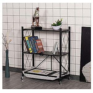 ATAAY Adjustable Storage Shelf with Wheel, Kitchen Organizer Shelving Storage Rack for Garage Unit Heavy Duty Kitchen Storage Rack,Foldable Storage Shelving/a