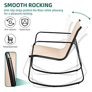 YITAHOME 4 Piece Patio Furniture Set, Small Backyard Bistro Rocking Chairs, Loveseat and Glass Table, Textilene Outdoor Conversation Set for Lawn, Garden, Balcony, Poolside (Brown)