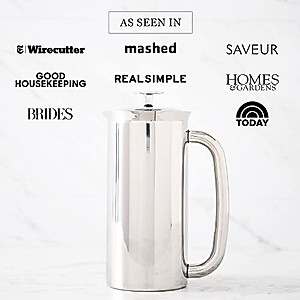 ESPRO P7 French Press - Double Walled Stainless Steel Insulated Coffee and Tea Maker (Polished Stainless Steel, 18 Ounce) Set of 4 Coffee Tasting Cups (White, 10 Ounce)