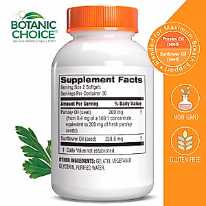 Botanic Choice Parsley Seed Oil-for Bad Breath from Odor-Causing Foods-Odor Neutralizer from Within-Breath Freshener gels-60 Softgels