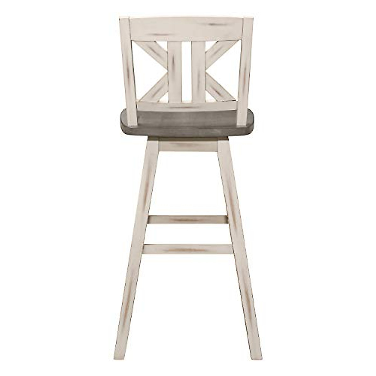 Swivel Pub Bar Height Stools Set of 2, Modern Solid Wood Kitchen Bar Height Stools with Backs, High Back, Swivel Seat, Footrest for Kitchen Island, Easy Assembly, Divided X-Back, 29"SH, White