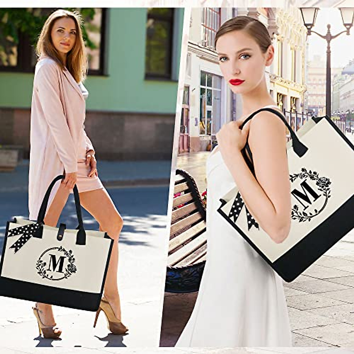 BeeGreen Birthday Gifts for Women w Magnetic Buckle Personalized Gifts for Women w Inner Zipper Pockets Initial Gifts for Women Embroidery Monogram Gifts for Women Mom Teacher Mother 13oz Canvas S