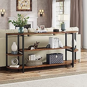 Tribesigns 70.9 Inch Extra Long Console Table, Industrial Sofa Table Behind Couch, Entry Table with Storage for Entryway, Hallway, Living Room, Rustic Brown