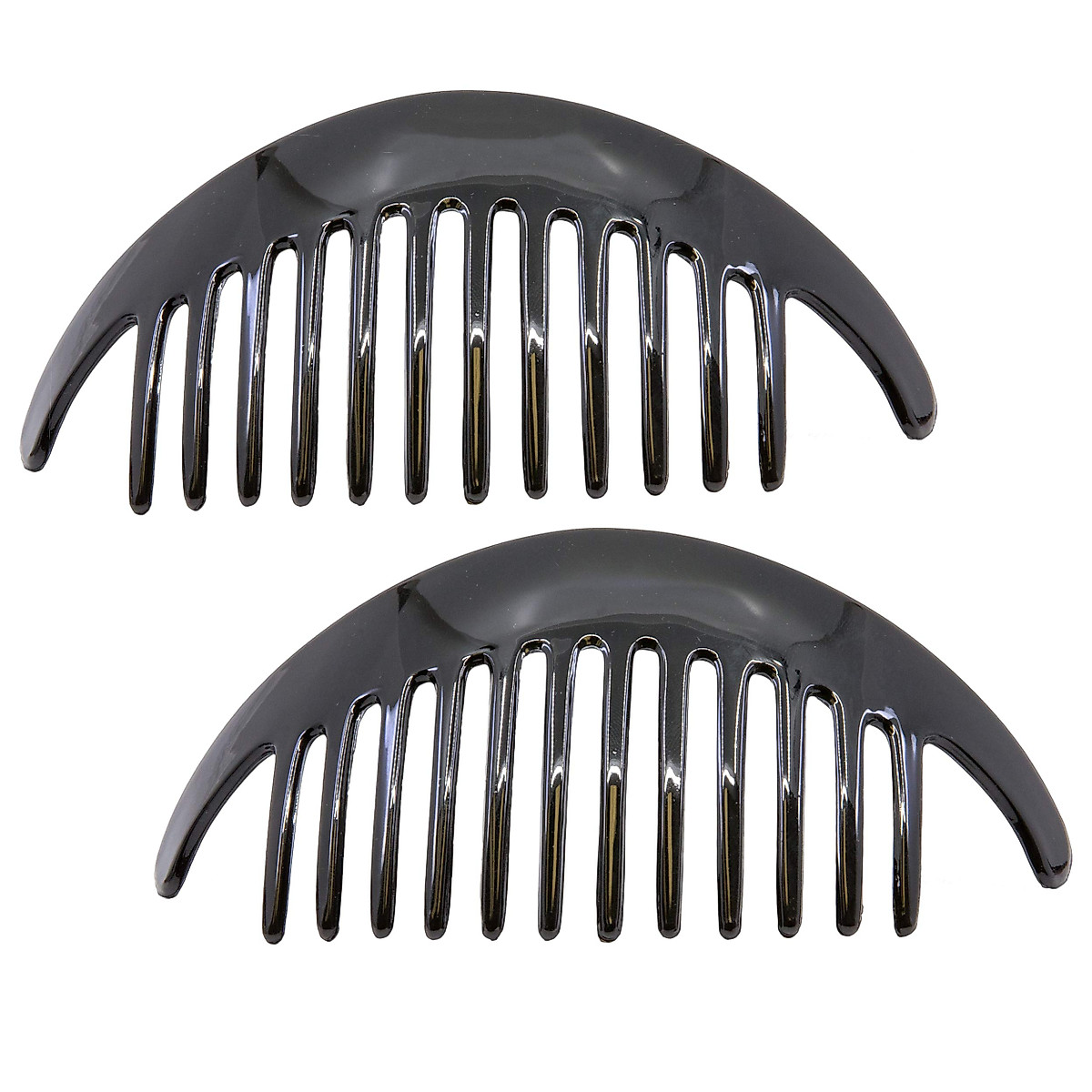 Camila Paris CP2872/2 French Hair Side Combs, Black Interlocking Combs French Twist Hair Combs, Strong Hold Hair Clips for Women Bun Chignon Up-Do, Styling Girls Hair Accessories, Made in France