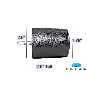 ProFurnitureParts 2.5" Inch Round Sofa Legs in Black Color, Sold as Set of 4, HDPE Plastic