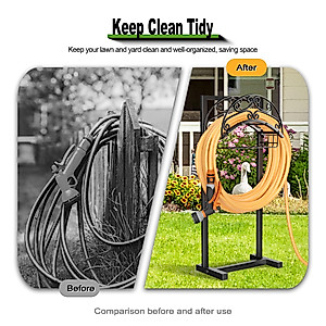 Gayuteay Garden Hose Holder - Upgraded Water Hose Holder Holds 151-feet Hose, Heavy Duty Metal Hose Stand Sturdy Freestanding Hose Hanger, Detachable Garden Hose Storage Rack for Outside Yard Lawn