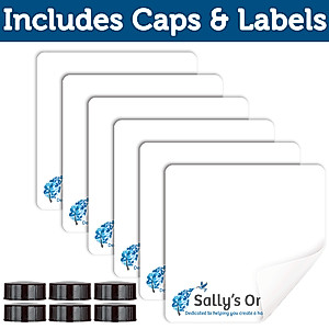 Sally's Organics Blue Glass Spray Bottle - Large 16 oz Refillable Container for Essential Oils, Cleaning Products, or Aromatherapy - Black Trigger Sprayer w/Mist and Stream Settings - 6 Pack