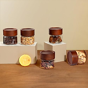 DOPHCOZFFY Salad Dressing Container To Go, 4.2 oz Glass Small Condiment with Lids, Dipping Sauce Cups Set, Leakproof Reusable for Lunch Box Work Trip (Bamboo and wood glass jar 4PCS)