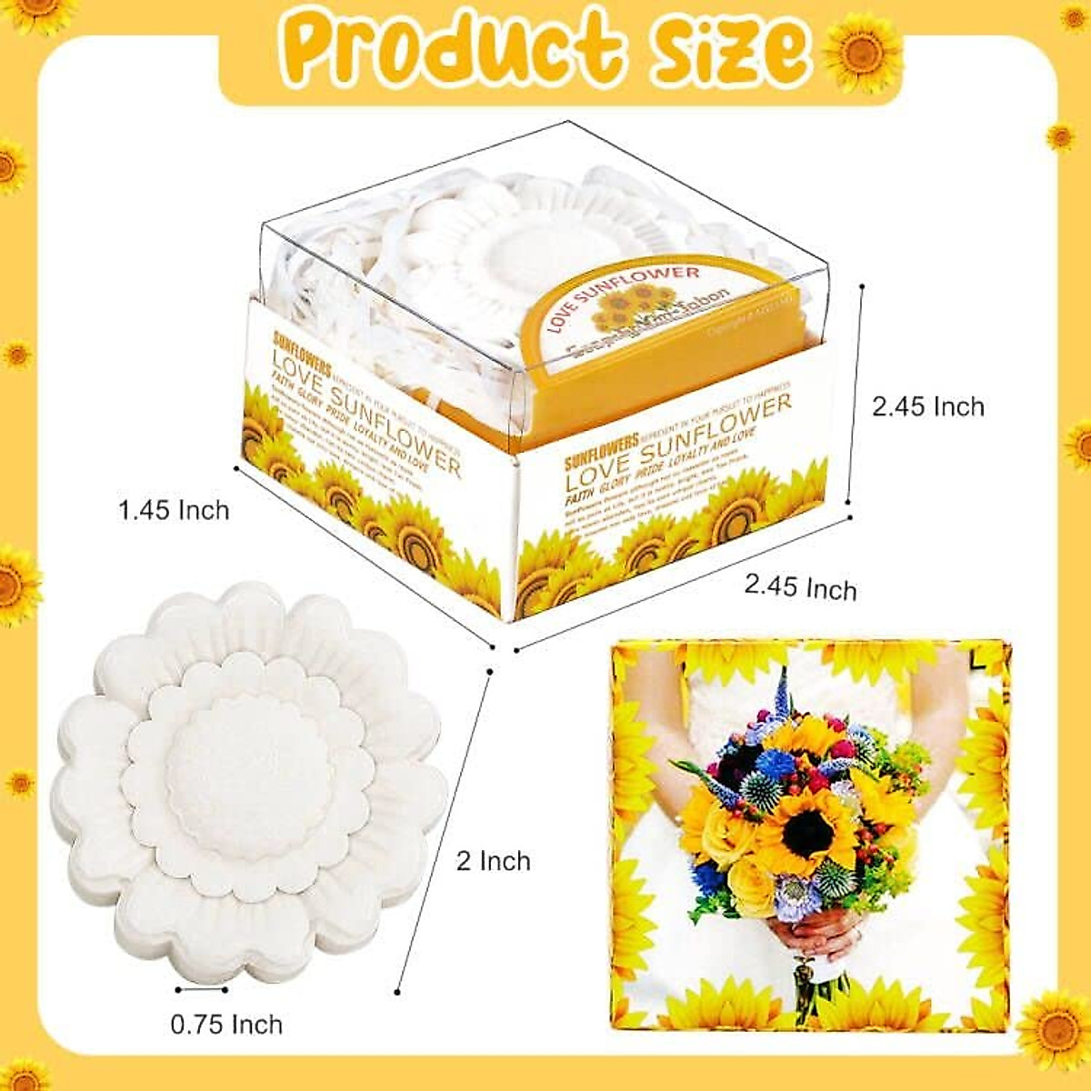 AIXIANG 24 Pack Sunflower Style Soap Favors, Wedding Party Favors for Guests, Bridal Shower Party Favors, Mothers Day Gifts Soaps, Housewarming Favors, Baby Shower Favors