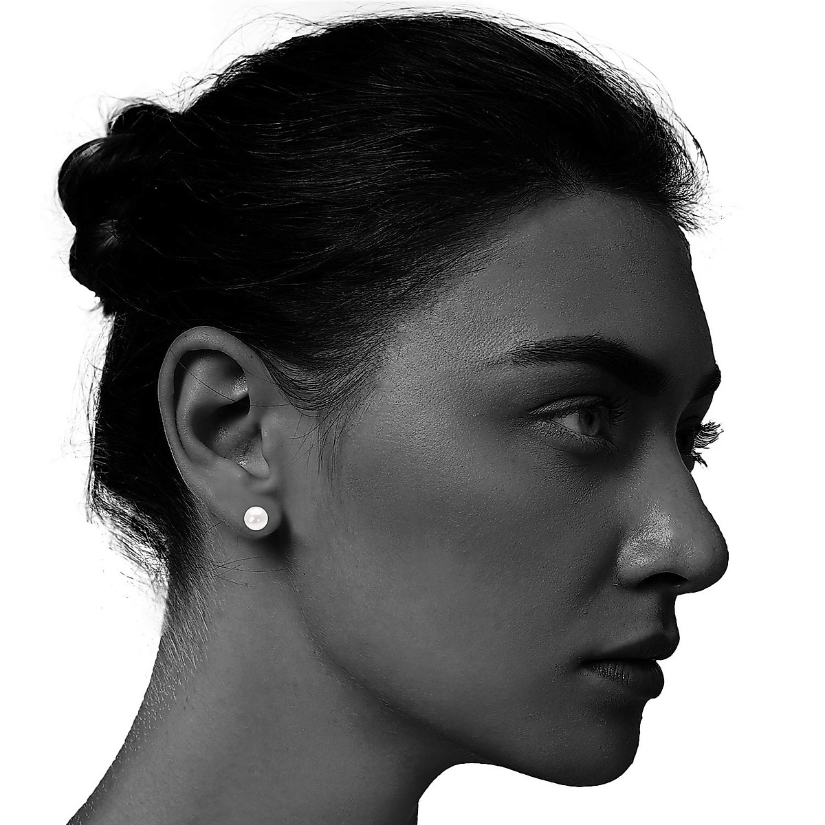 8mm Pearl Earrings 14K Gold White Freshwater Cultured Pearl Stud Earrings for Women - AAAA Quality (yellow-gold, 8.0mm)