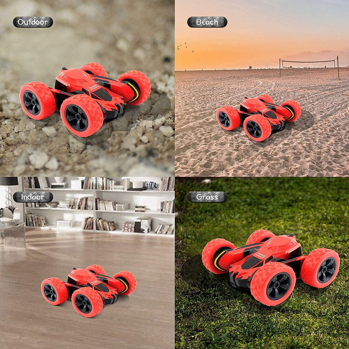 Remote Control Car for 6-8 Year Old Boys & Girls,Rimila RC Stunt Car 4WD 2.4Ghz Remote Control Vehicle Double Sided Rotating 360° Flips,Toy for Kids Birthday Gift (Battery Not Included) (Red)