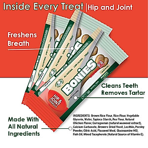 Bonies Natural Hip & Joint Formula Medium-Sized Single Bone, Glucosamine & Omega Fatty Acids, Fresh Breath, Clean Teeth, Low Calories, Chicken Flavor, 1 Bone