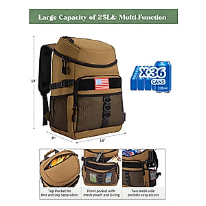 JOYHILL Backpack Cooler, Cooler Backpack 36 Cans Tactical Insulated Soft Cooler Bag Large Capacity Leakproof Cooler for Men Women, Travel Backpack for Camping Hiking Picnic Beach,Gray Camouflage