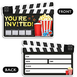 30 Movie Party Invitations with Envelopes - Perfect for Movie Theme Party, Hollywood Party, Red Carpet Party, Movie Birthday Party Supplies