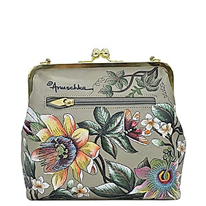 Anuschka Women’s Hand Painted Genuine Painted Leather Medium Frame Crossbody - Floral Passion