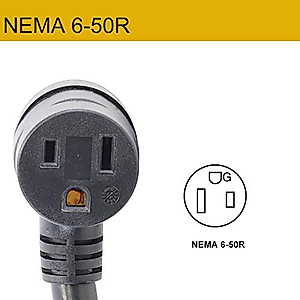 iMeshbean® Welder Extension Power Cord 25/50 FT 220 Volt 50 Amp 8/3 NEMA 6-50P for MIG TIG Plasma Welding Heavy Duty (Welder Adapter 14-50P 50A 4-Prong Plug to 6-50R with Handle)