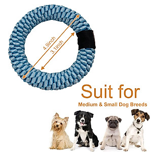 CaBYbigG Dog Rope Toy,No Stuffing Dog Toy,Puppy Chews for Teething,Dog Chew Toys,Blue Ring Dog Toy for Medium Small Dogs Breed