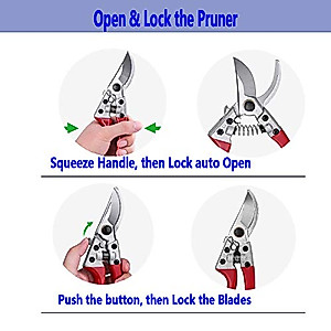 KAJUDA 8" Pruning Shears, Professional Bypass Garden Shear Hand Pruners Gardening Shears Clippers for Plants, Flower Cutter Florist Scissors Trimming Scissors, Gardening Tools (Traditional)