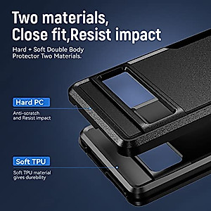 Niecase for Google Pixel 7 Pro 5G Case with Screen Protector & Camera Lens Protector, Heavy Duty Shockproof Protective Phone Cover, Built in 360° Rotatable Magnetic Ring Holder for 7 Pro (Black)