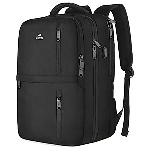 MATEIN Travel Laptop Backpack, 15.6 Inch Large Business Flight Approved Carry on Backpack with USB Port, TSA Computer Backpack for Women & Men, Waterproof Overnight Daypack for Work College, Black