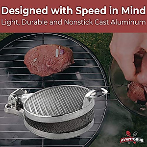 Pro-Grade Burger Press 4.5in. Nonstick Cast Aluminum Patty Maker Presses 1/4 Lb Ground Beef or Sausage Patties. Grill Perfectly Round Hamburgers Quick and Easy. Great for Barbecues and Meal Prep