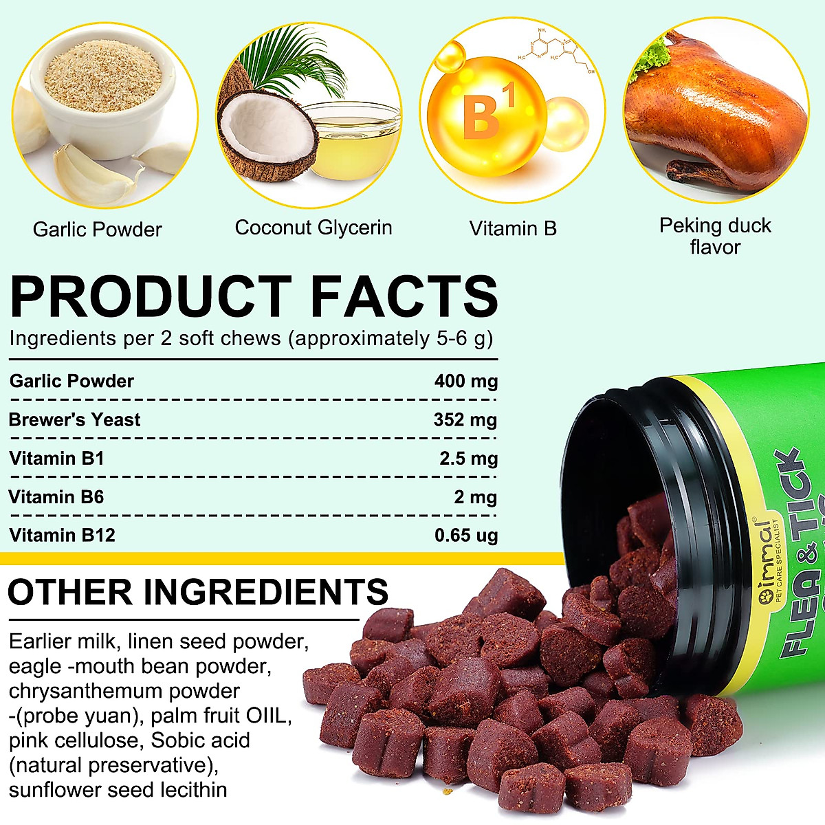 Flea & Tick Prevention for Dogs Chewable, Natural Flea and Tick Supplement for Dogs, Flea and Tick Chews for Dogs, Oral Flea Pills for All Breeds and Ages Dogs02