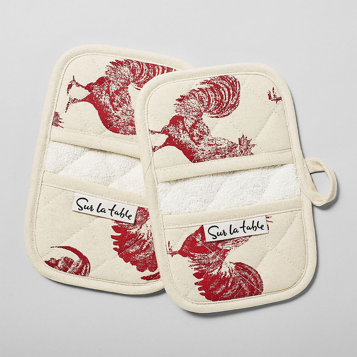 Sur La Table Rooster Mini Mitts, Set of 2, Red