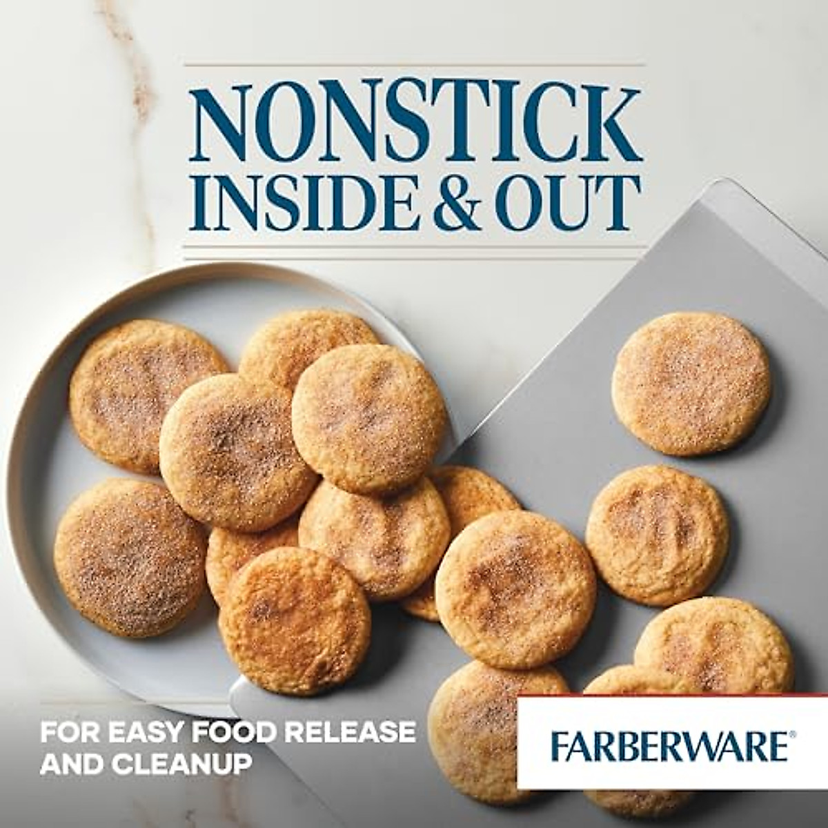 Farberware Insulated Bakeware Nonstick Cookie Baking Sheet, 15.5" x 20", Light Gray