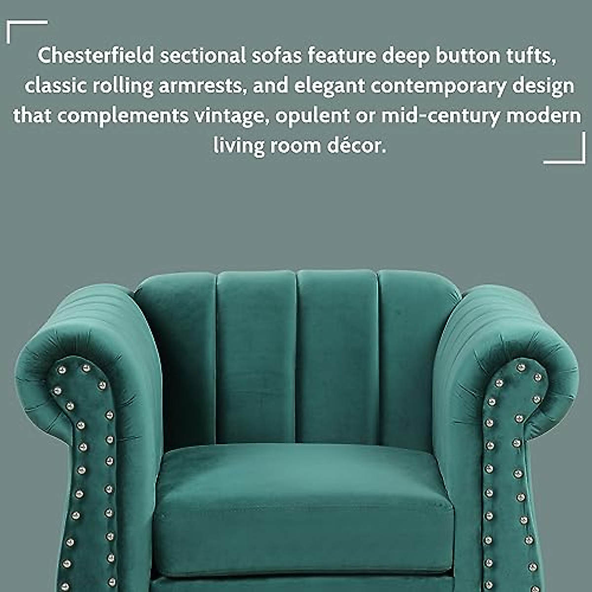 3-Piece Sofa Sets Living Room Sets with Solid Wood legs, Buttoned Tufted Backrest, Frosted Velvet Upholstered Couches Sets Including 3-Seat Sofa, Loveseat and Chair for Living Room (Green)