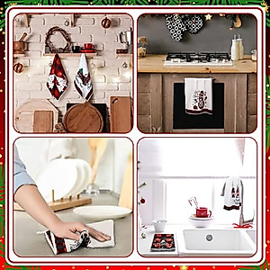 Sratte 6 Pcs Christmas Kitchen Towels Buffalo Check Plaid Dish Towels Winter Truck Hand Towels Farmhouse Tea Towels Housewarming Gifts Christmas Decoration for Kitchen Holiday Xmas (Red, Black)
