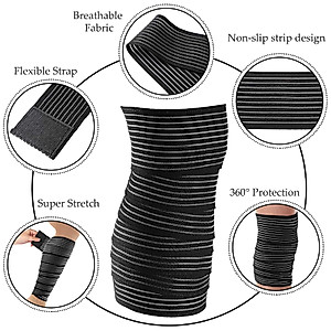 Elastic Calf Compression Bandage Leg Compression Sleeve for Men and Women, Compression Wraps Lower Legs for Stabilising Ligament, Joint Pain, Sport, Adjustable Black (2, 71 Inches)