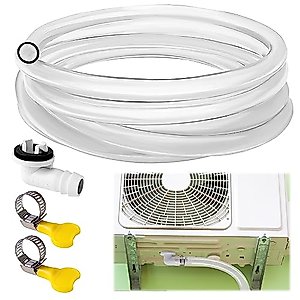 Ucandy 10ft Universal Air Conditioner Drain Hose,AC Drain Hose Elbow Fitting(3/5 inch),Window Air Conditioner Drain Kit for Window AC and Mini Split Units (White-1 Pack)