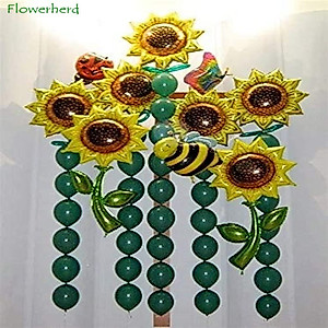 10pcs 36inch Sunflower Foil Balloons, Large Sunflower Giant Balloons for Sunflower Theme Birthday Baby Shower Decorations Wedding Birthday Party Decoration