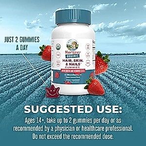 MaryRuth's Hair Skin and Nail Vitamins | USDA Organic | Biotin Gummies with Vitamin C & Vitamin E | Hair Growth Vitamins | Skin Care | Nail Growth | Hair Skin and Nails Gummies for Ages 14+ | 60 Count