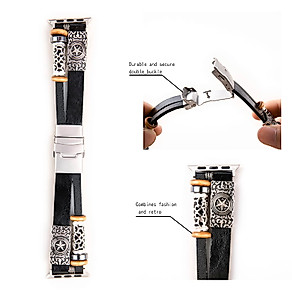 BOVIPO Compatible with Apple Watch Band 45mm 44mm 42mm 41mm 40mm 38mm 49mm, Black-X, 38/40/41 mm