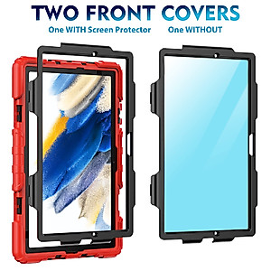 Timecity Case for Samsung Galaxy Tab A8 10.5 inch SM-X200/X205/X207 with 360 Degree Rotatable Kickstand Hand Strap Shoulder Strap for Samsung Galaxy Tab A8 Tablet 2022 Released, Red