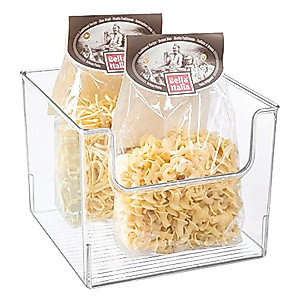 mDesign Modern Plastic Open Front Dip Storage Organizer Bin Basket for Kitchen Organization - Shelf, Cubby, Cabinet, Cupboard, and Pantry Organizing Decor - Ligne Collection - 4 Pack - Clear