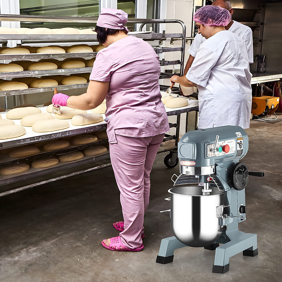 Commercial Mixer 15QT, Towallmark Commercial Food Mixer 600W, 3 Speeds Adjustable 130/233/415RPM Heavy Duty Commercial Stand Mixer 110V with Stainless Steel Bowl, Food Mixer for Bakeries Restaurant